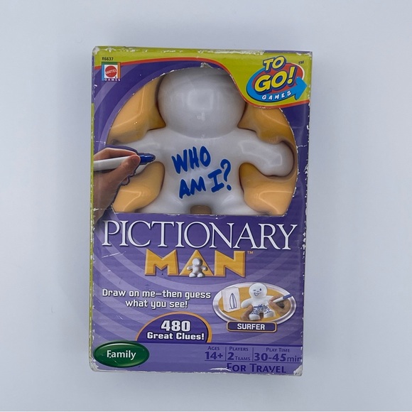 Mattel | Toys | Pictionary Man Game To Go Travel Edition 48 Clues ...